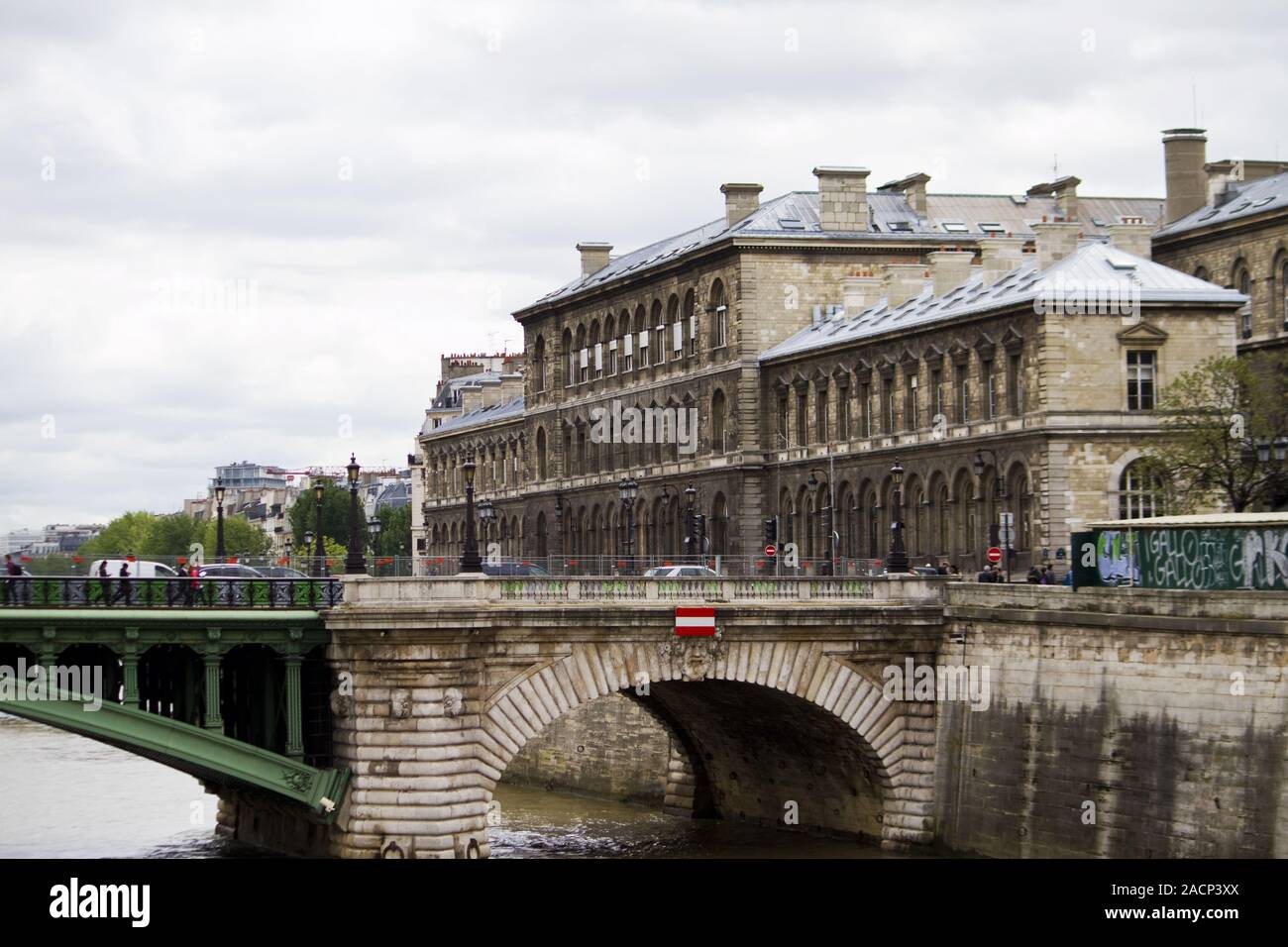 typical French buildings over the river Seine, Paris, France Stock ...