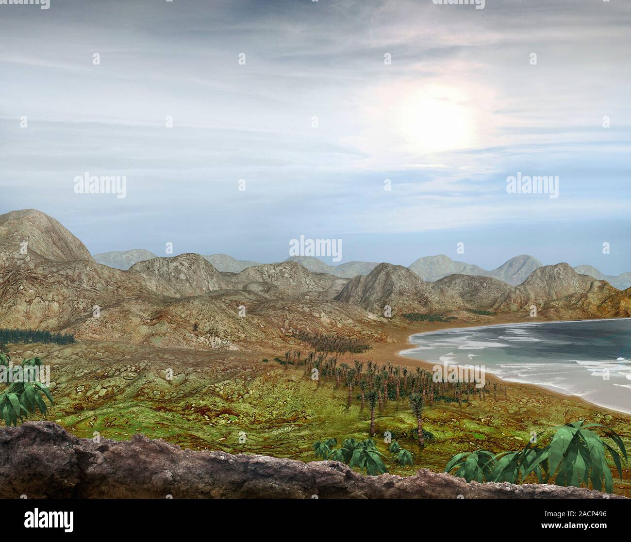 Pangea Prehistoric Landscape Artwork Showing A Landscape At The Time Of The Pangea
