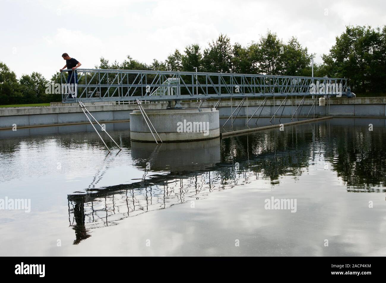 Waste water treatment plant. This is one of the settling tanks used at ...
