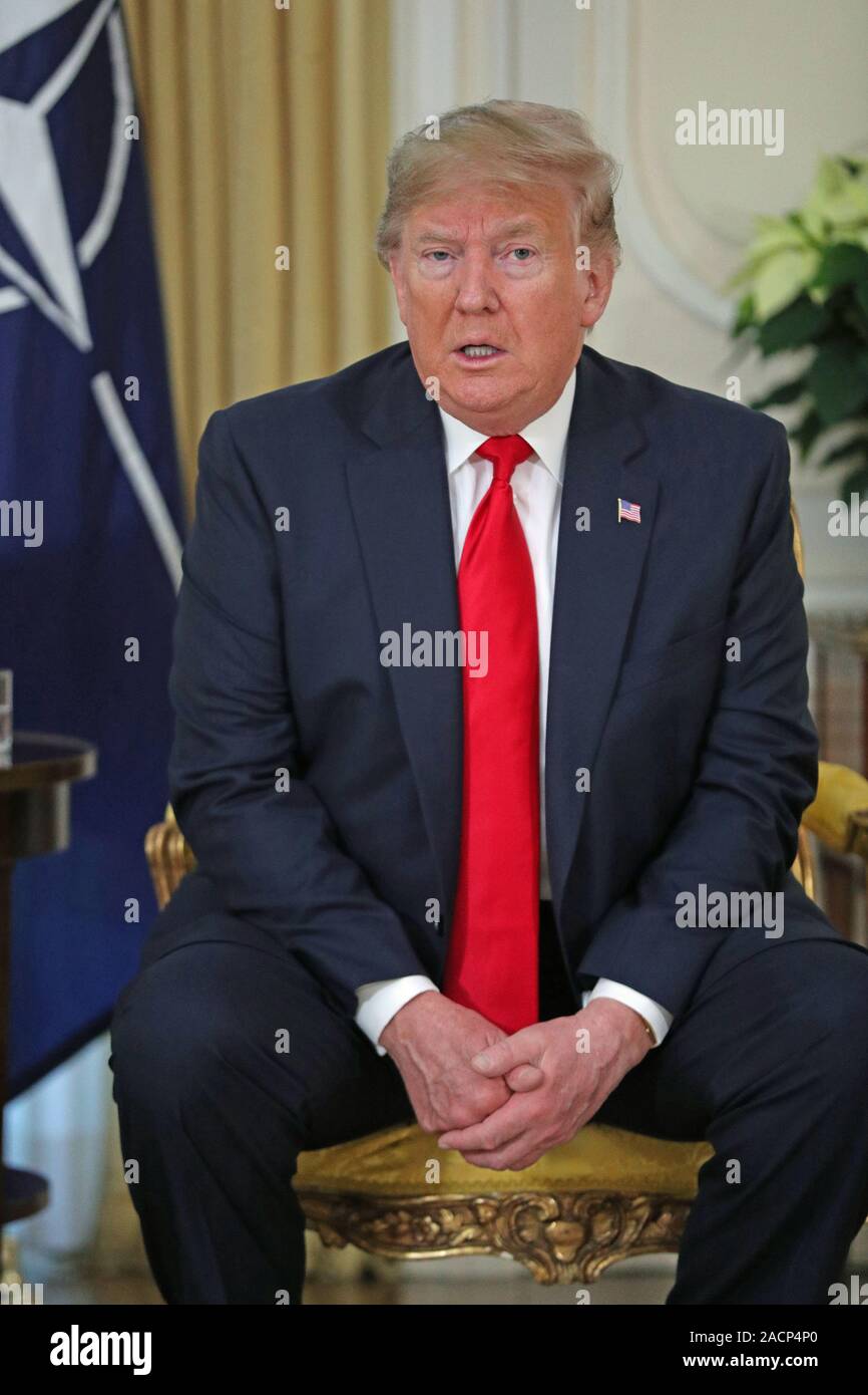 US President Donald Trump at a breakfast meeting with Nato Secretary ...