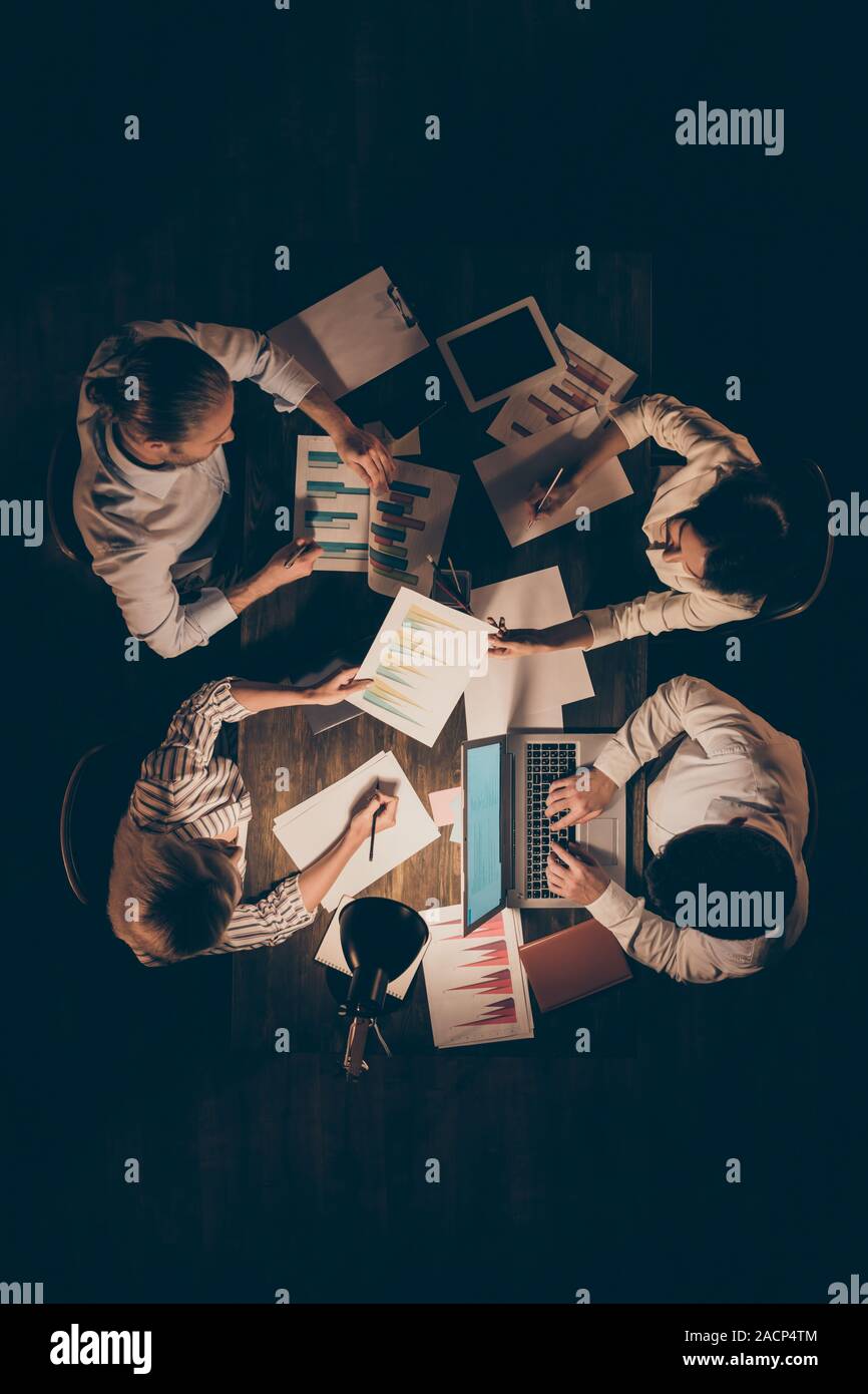 Vertical top above high angle view of businesspeople company executive ...