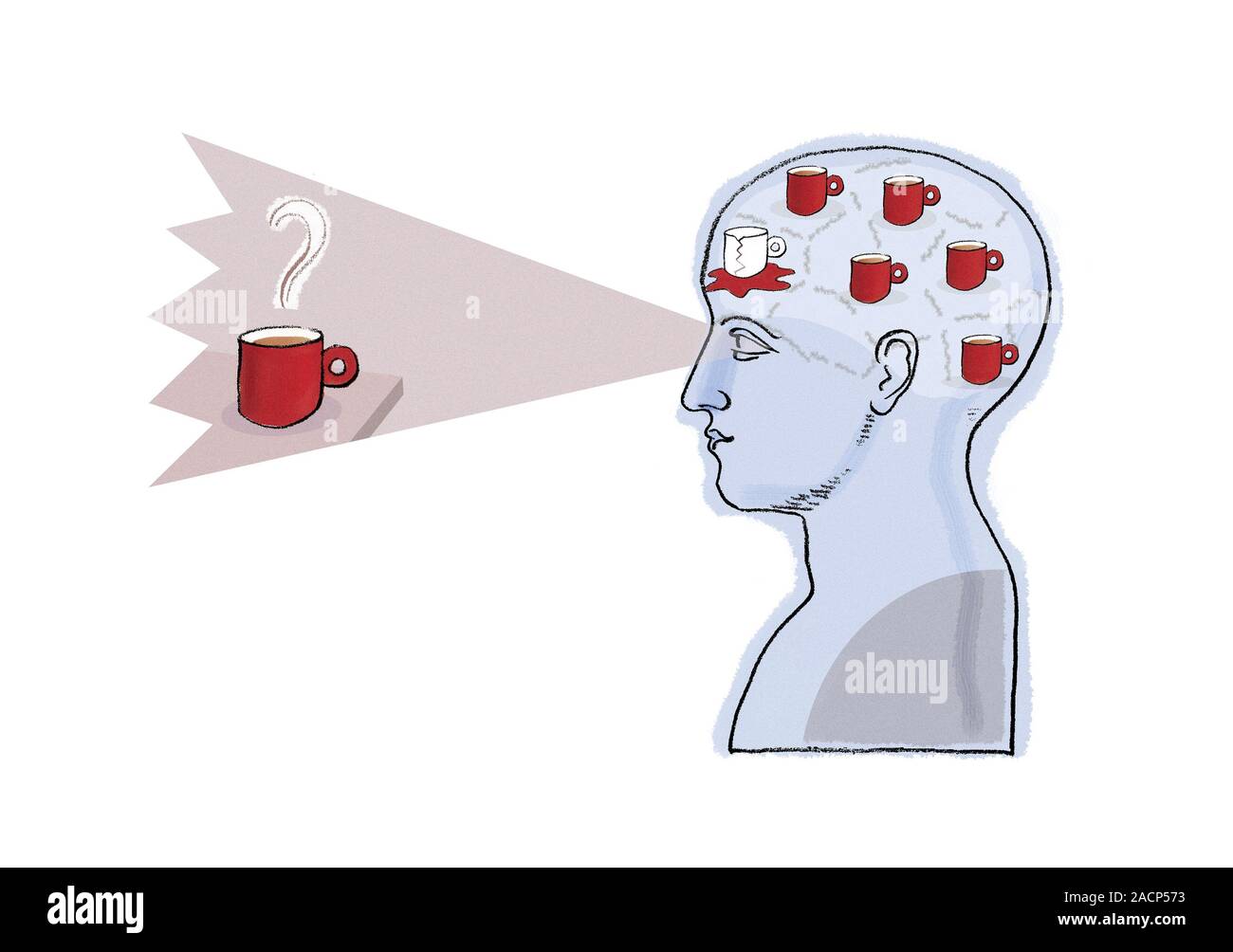 Act of remembering. Artwork representing how an object seen by the eyes ...