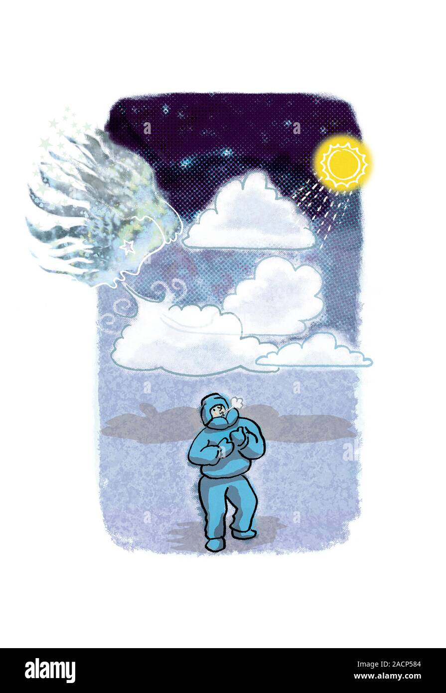 Cloud cover climate change. Artwork showing climate change in the form ...