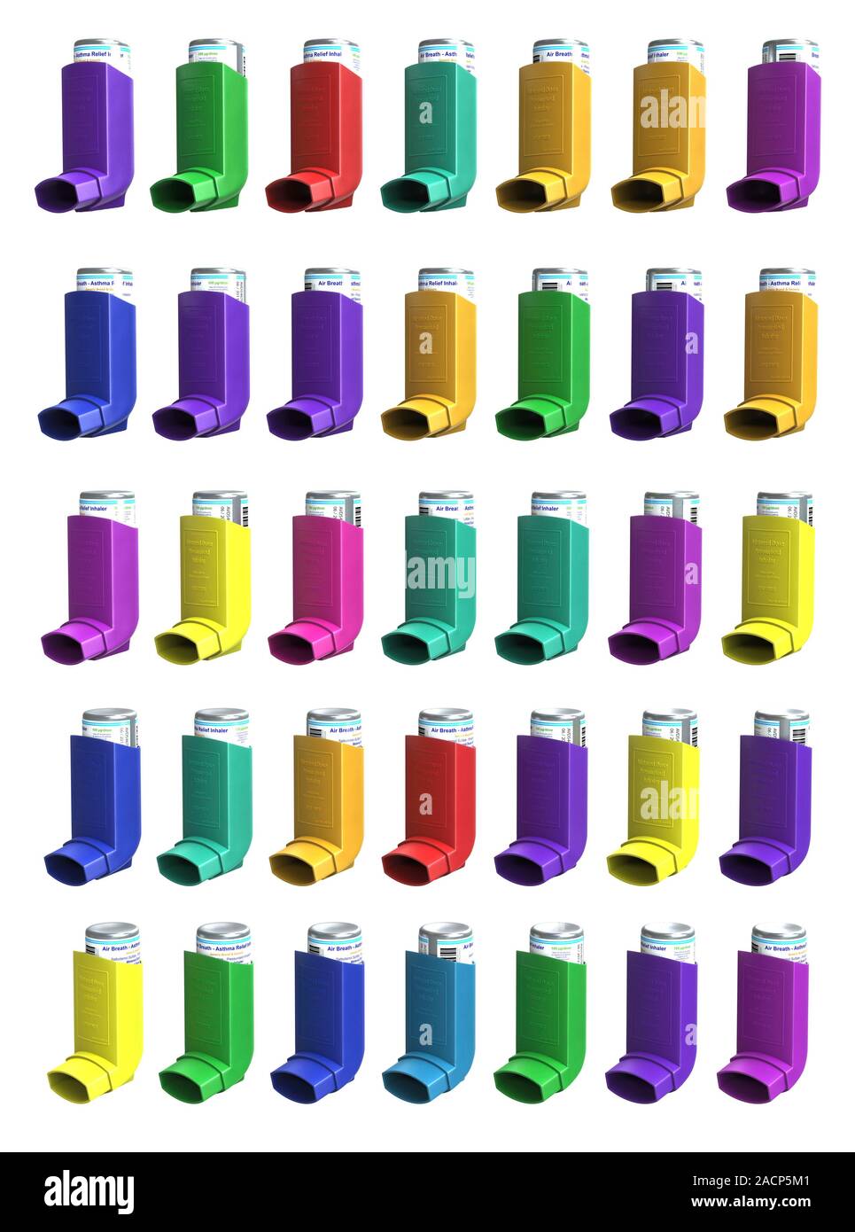 Asthma inhalers. These pumps dispense a bronchodilator drug to relieve ...