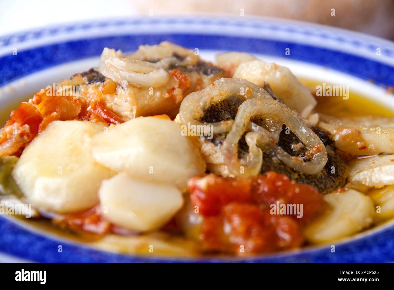 meal of cod fish and potatoes Stock Photo - Alamy