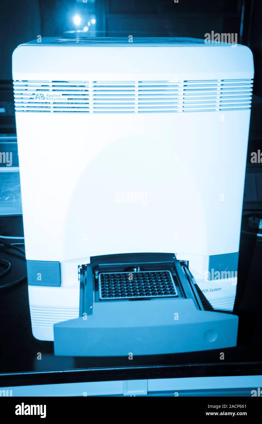 Real-time PCR (polymerase chain reaction) machine in a laboratory. The ...