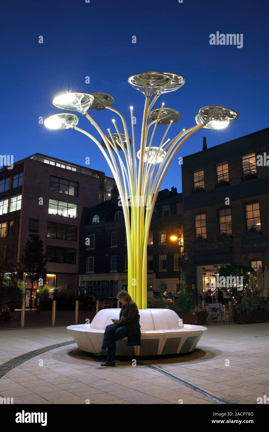 Solar street lighting. This 'solar tree' street light has photovoltaic ...