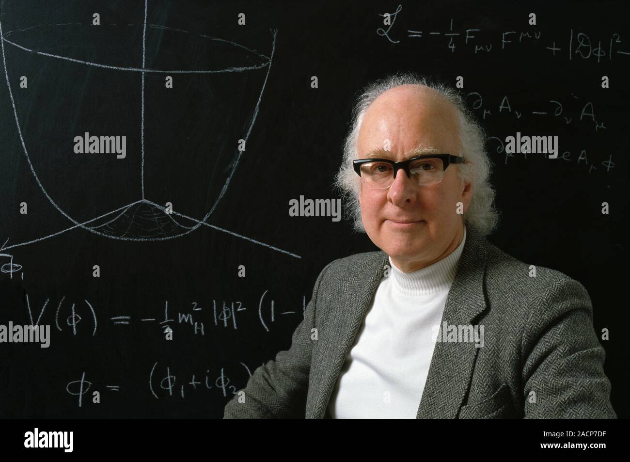 British theoretical physicist Professor Peter Higgs (b. 1929). In 1964 ...