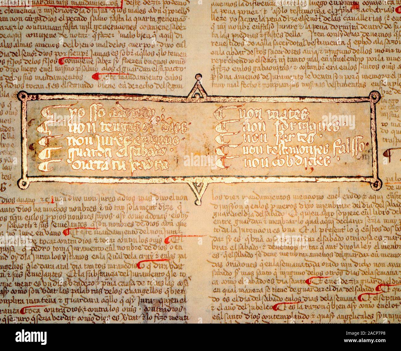 The Ten Commandments. Illuminated manuscript miniature from the 15th ...