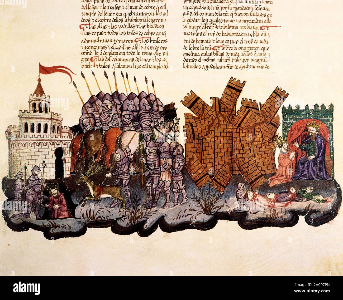 Capture of King Zedekiah. Illuminated manuscript miniature from the ...