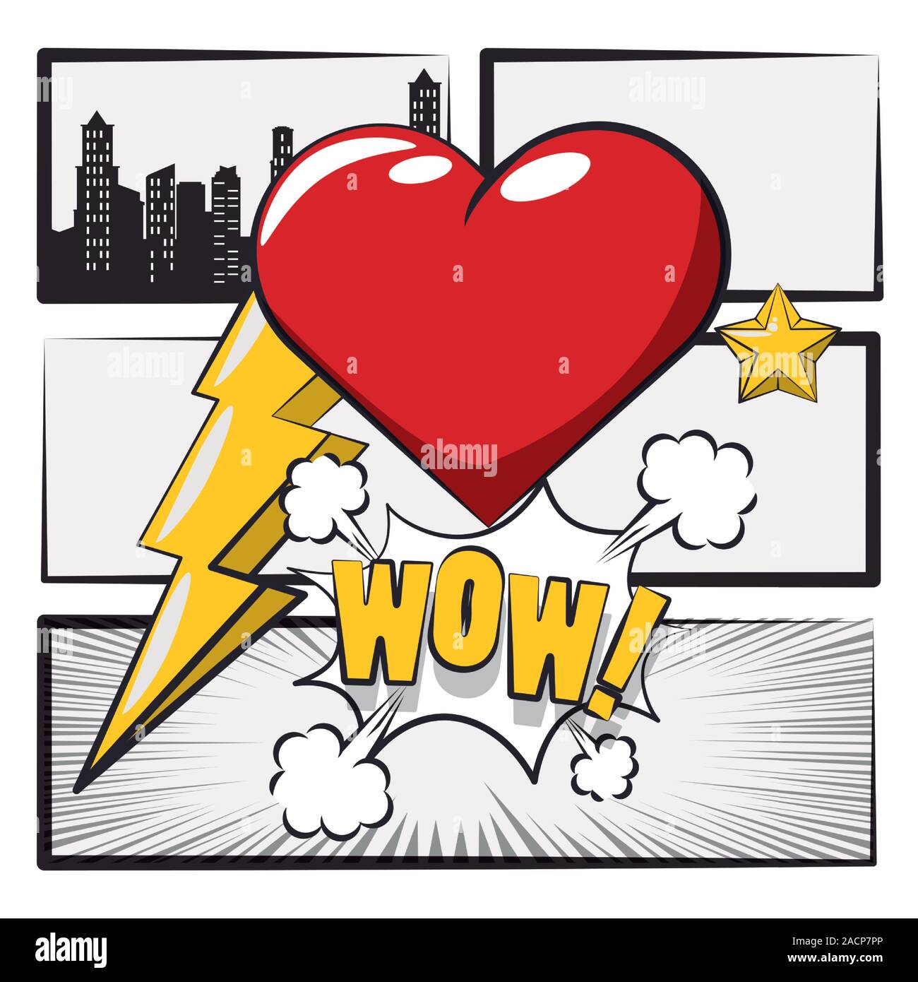 poster pop art style with hearts love Stock Vector Image & Art - Alamy
