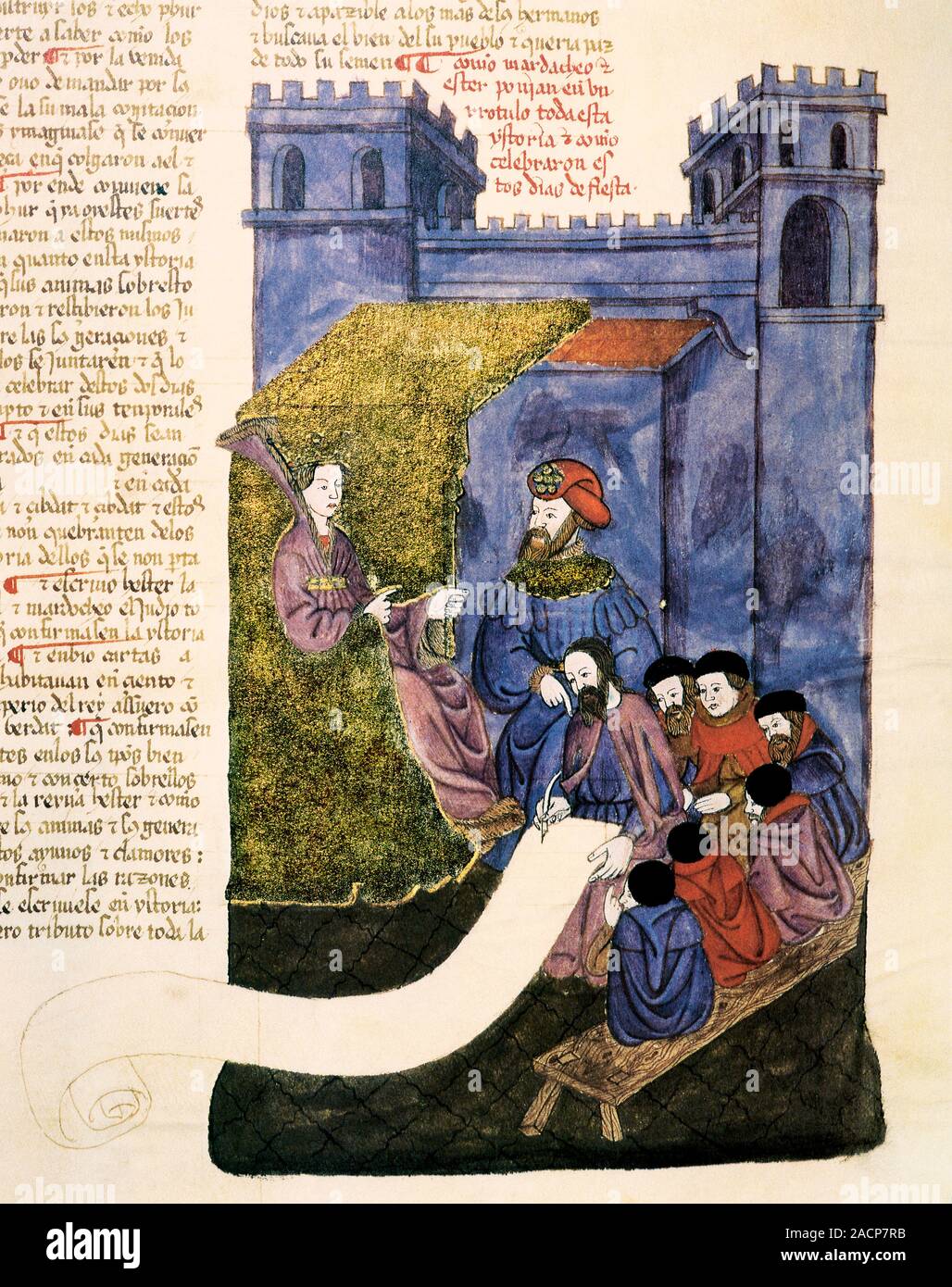 Feast of Purim. Illuminated manuscript miniature from the 15th-century ...