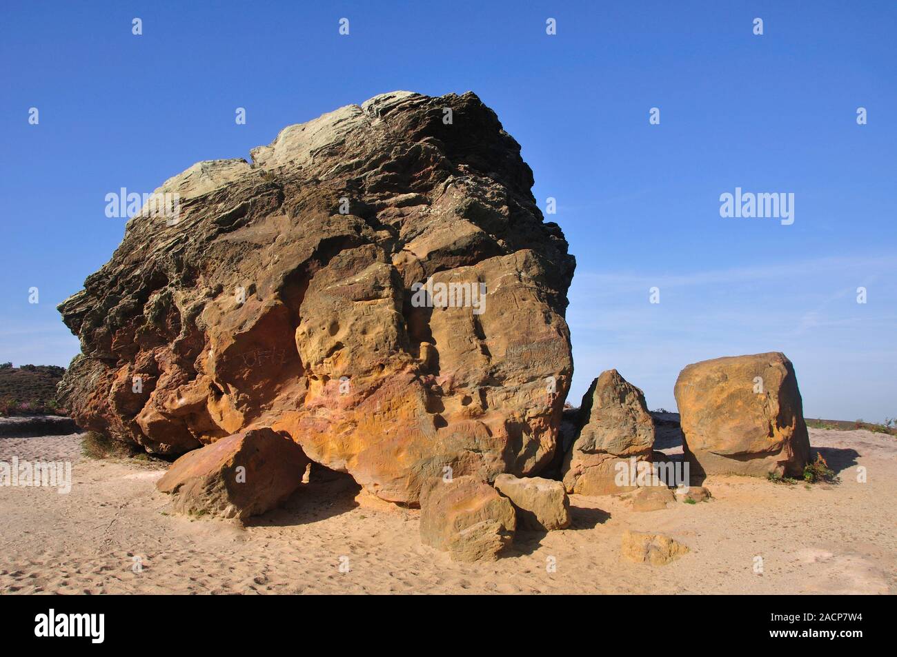 Agglestone Rock. This large sandstone block is an eroded relic of iron ...