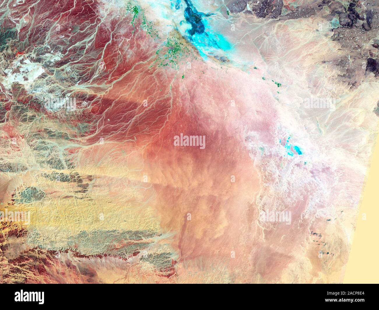 Saudi Arabia agriculture. False-colour satellite image showing the ...