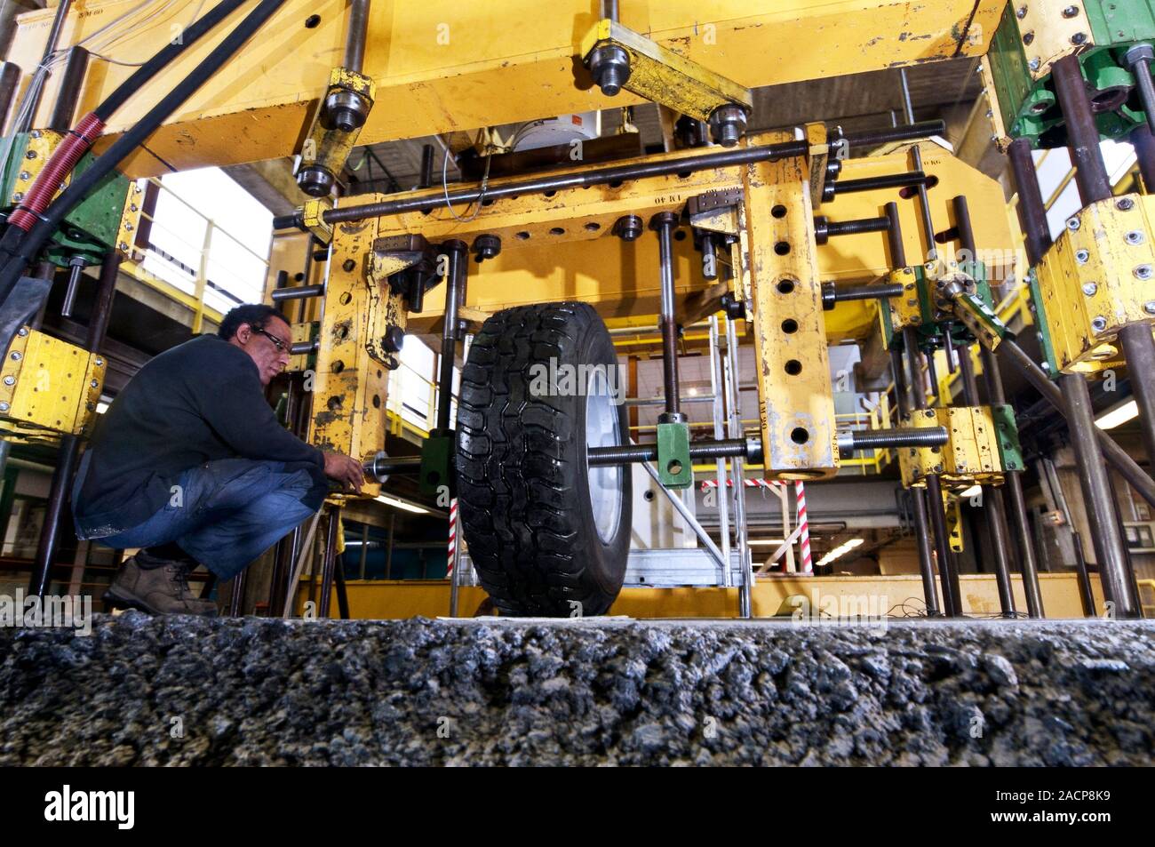 Bridge stress testing. Machine being used to test the lifespan of ...