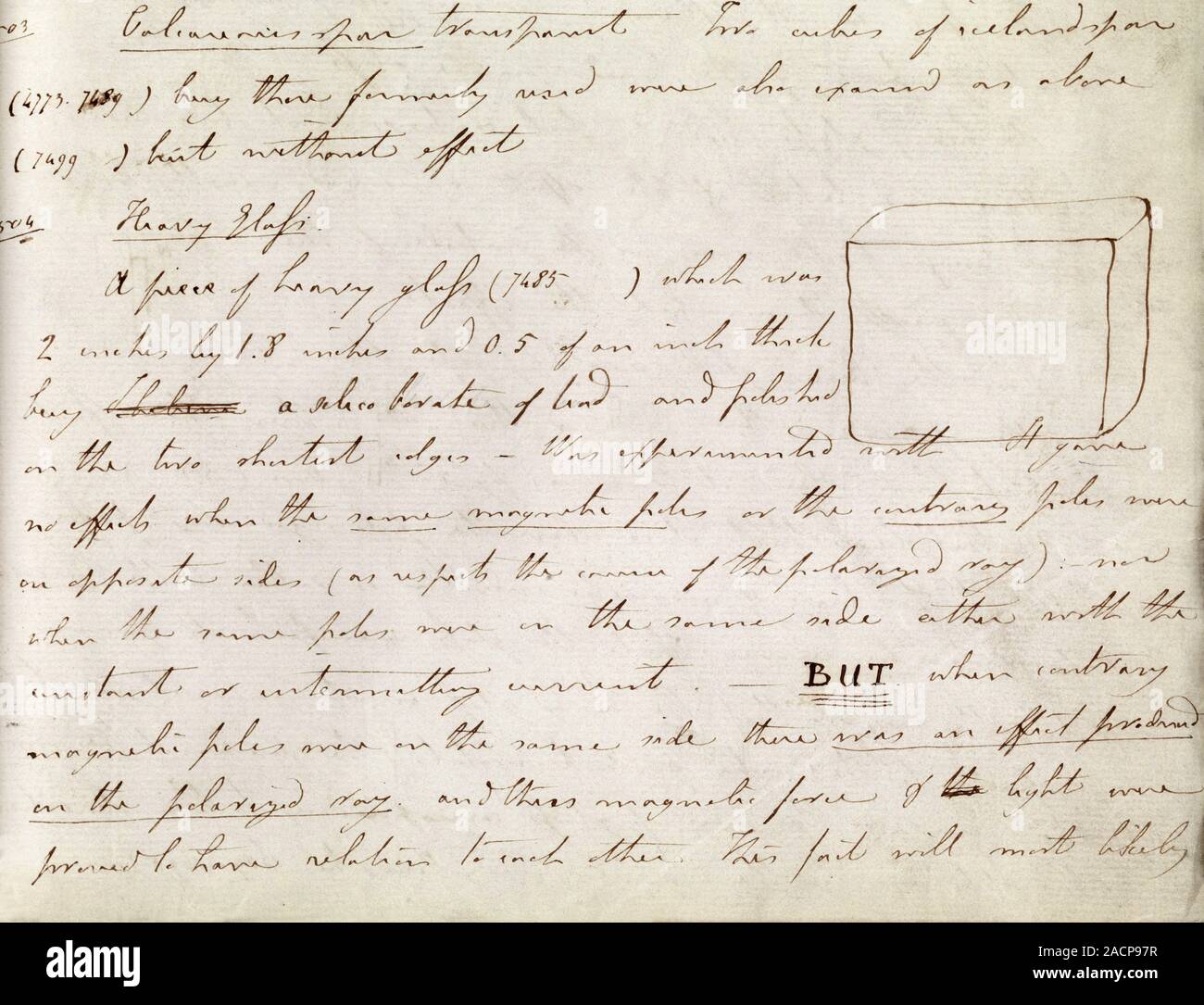 Faraday on magnetism. Page from the notebooks of British physicist ...
