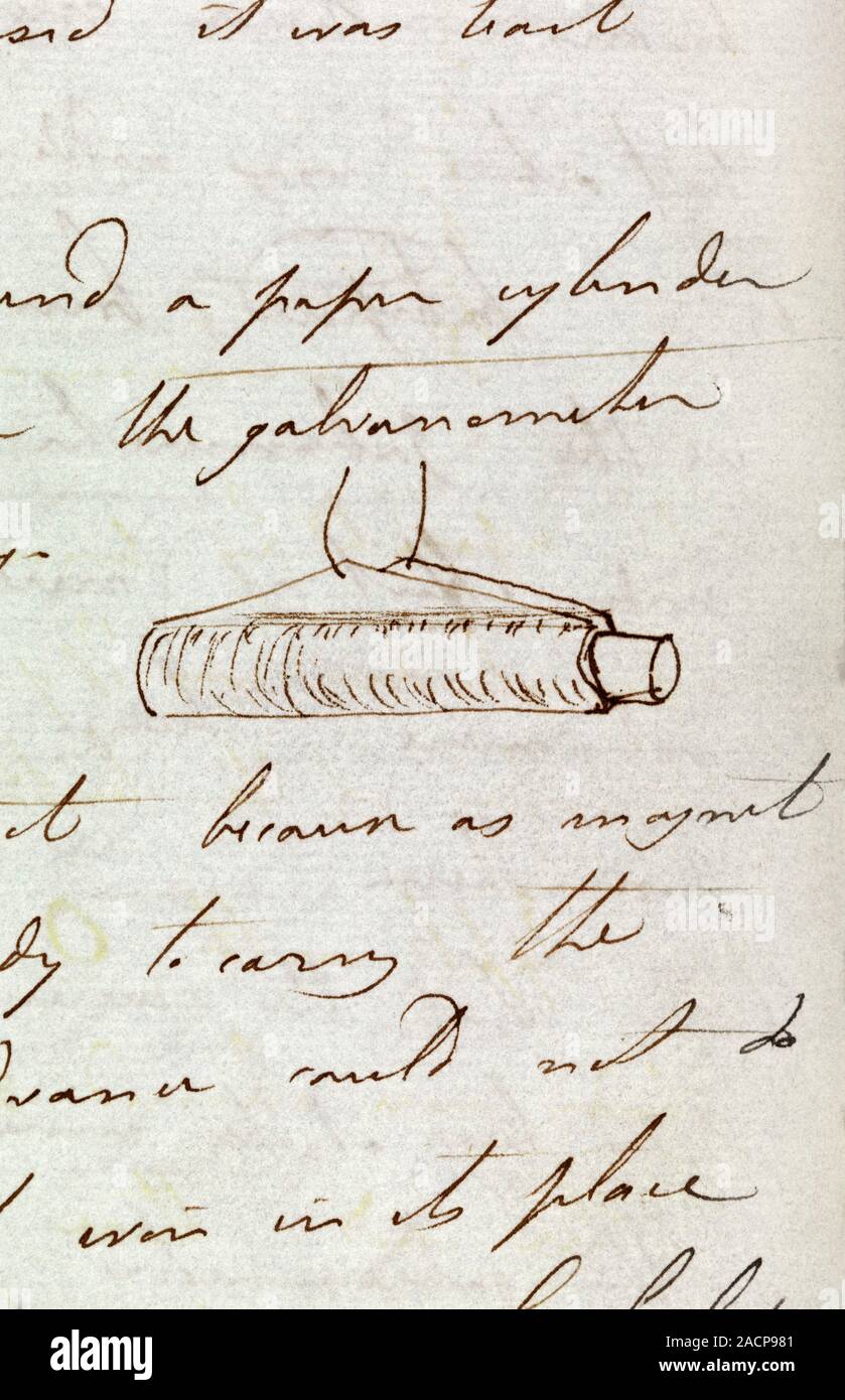 Faraday on electromagnetism. Page from the notebooks of British ...