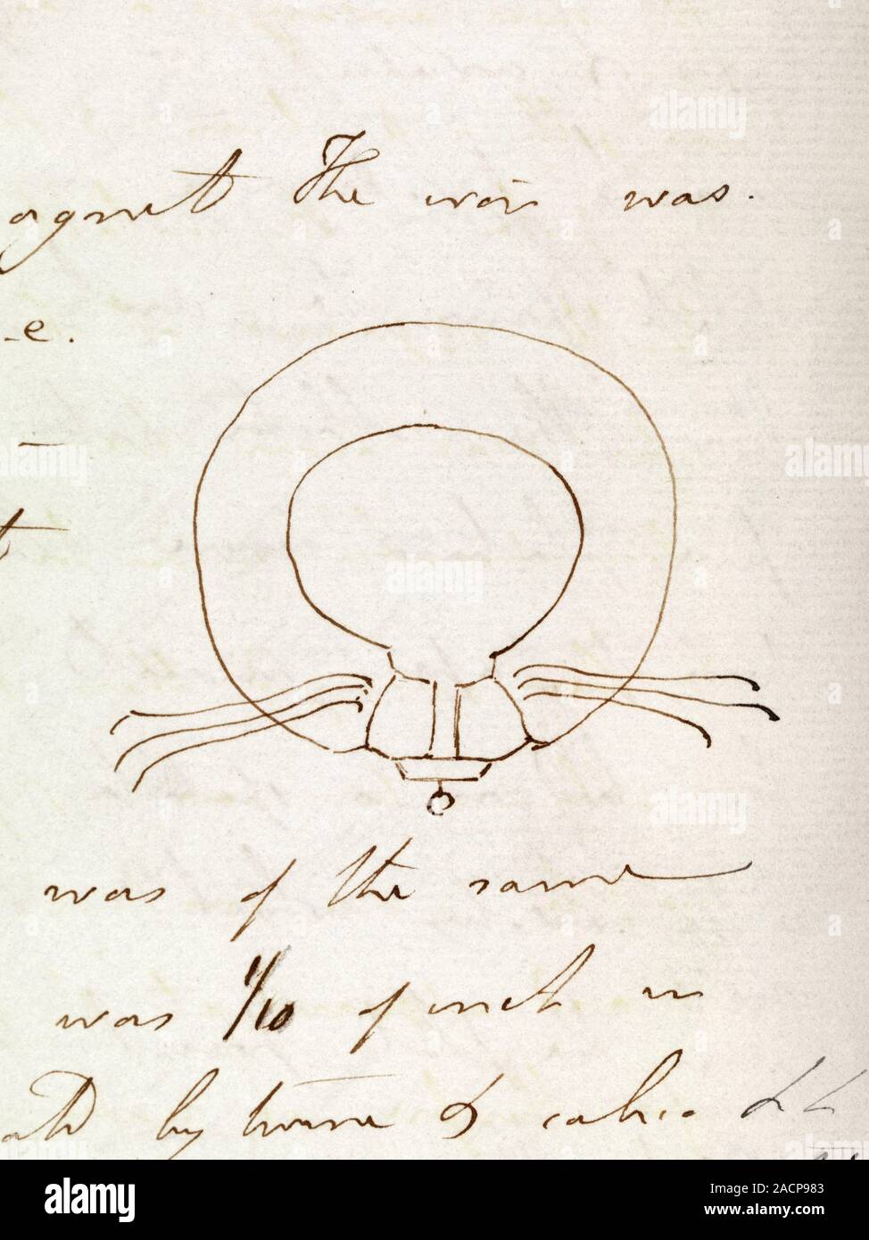 Faraday on electromagnets. Page from the notebooks of British physicist ...