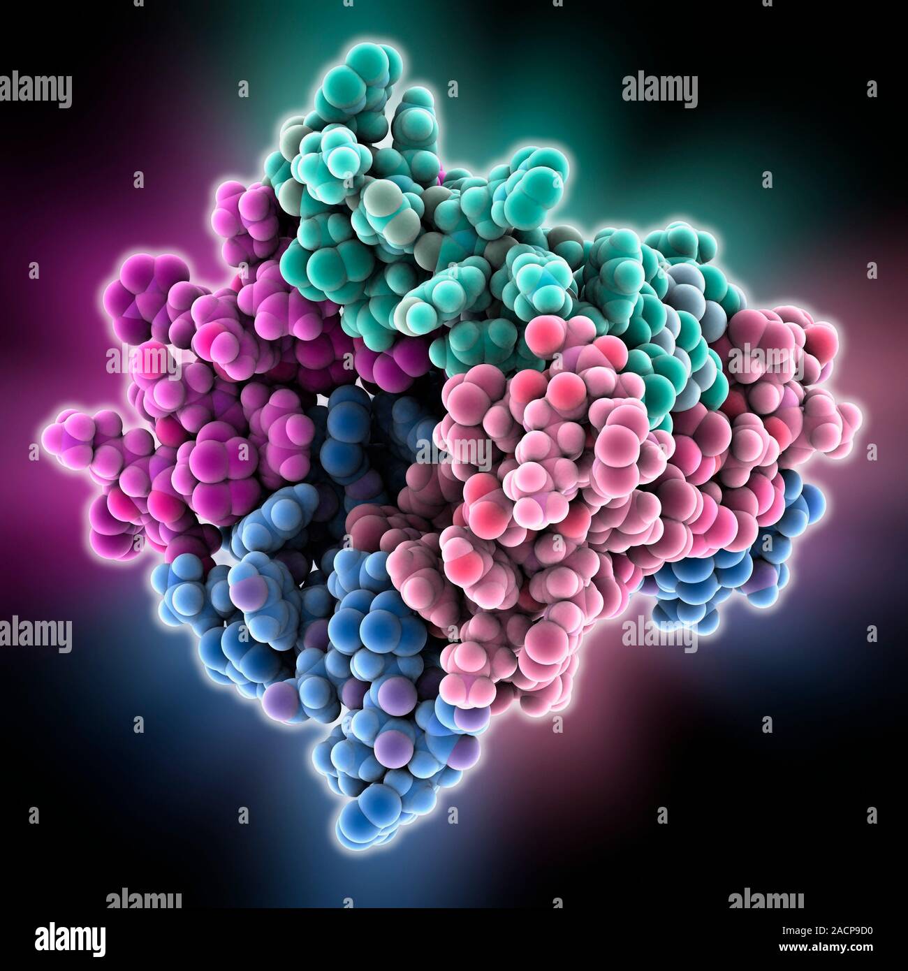 Influenza proton pump. Molecular model showing the protein structure of ...