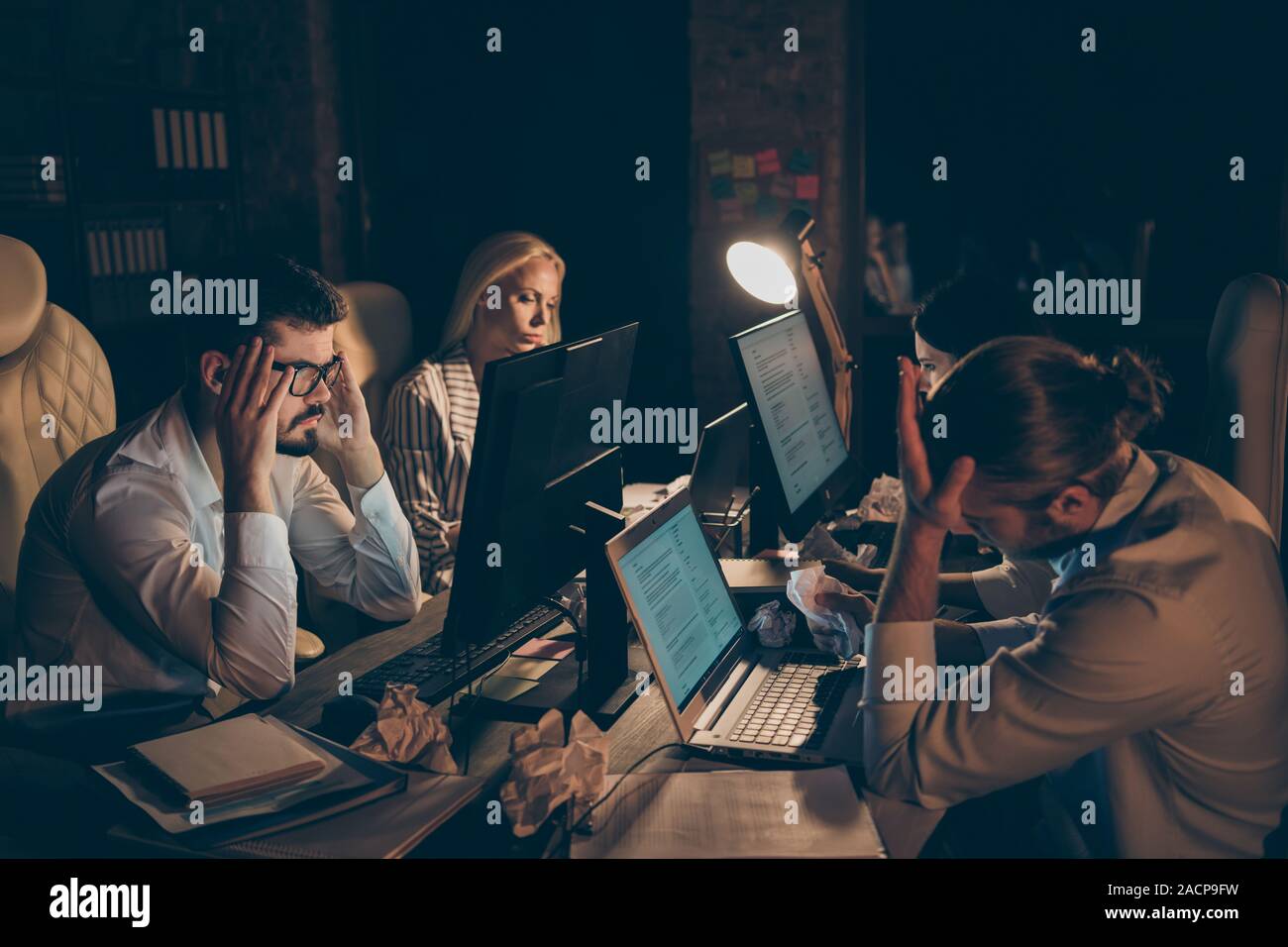 Four nice attractive hardworking people leaders top executive skilled ...