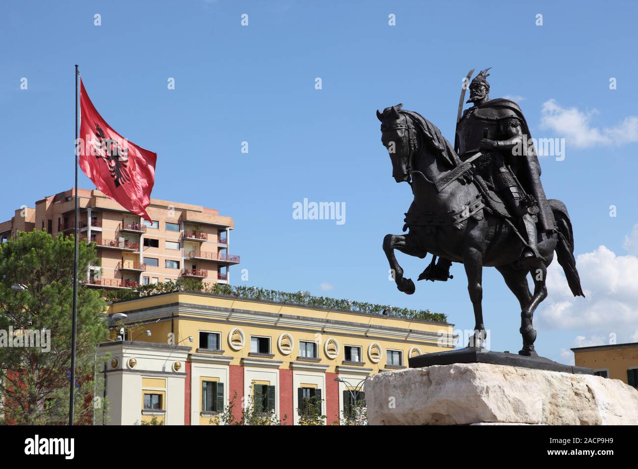 Equestrian Statue of Skanderberg in Skanderberg Square, Tirana, Albania ...
