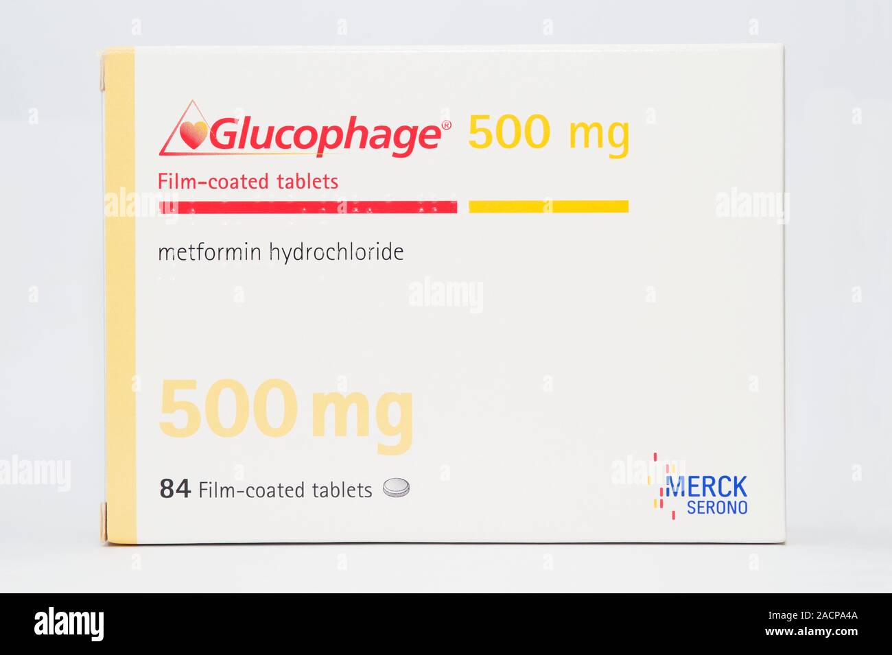 Metformin diabetes drug. Box containing tablets of metformin ...