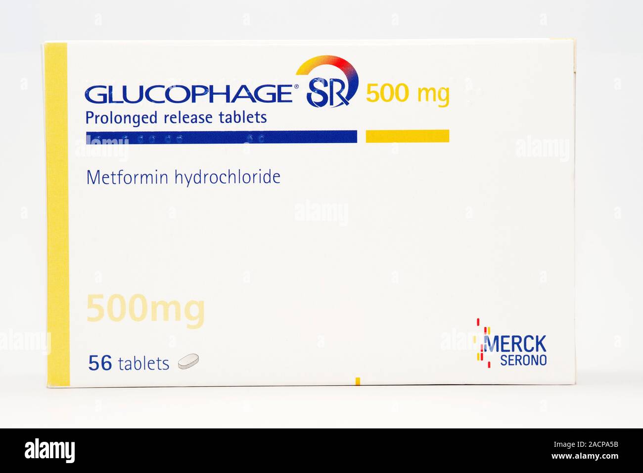 Metformin diabetes drug. Box containing tablets of metformin ...