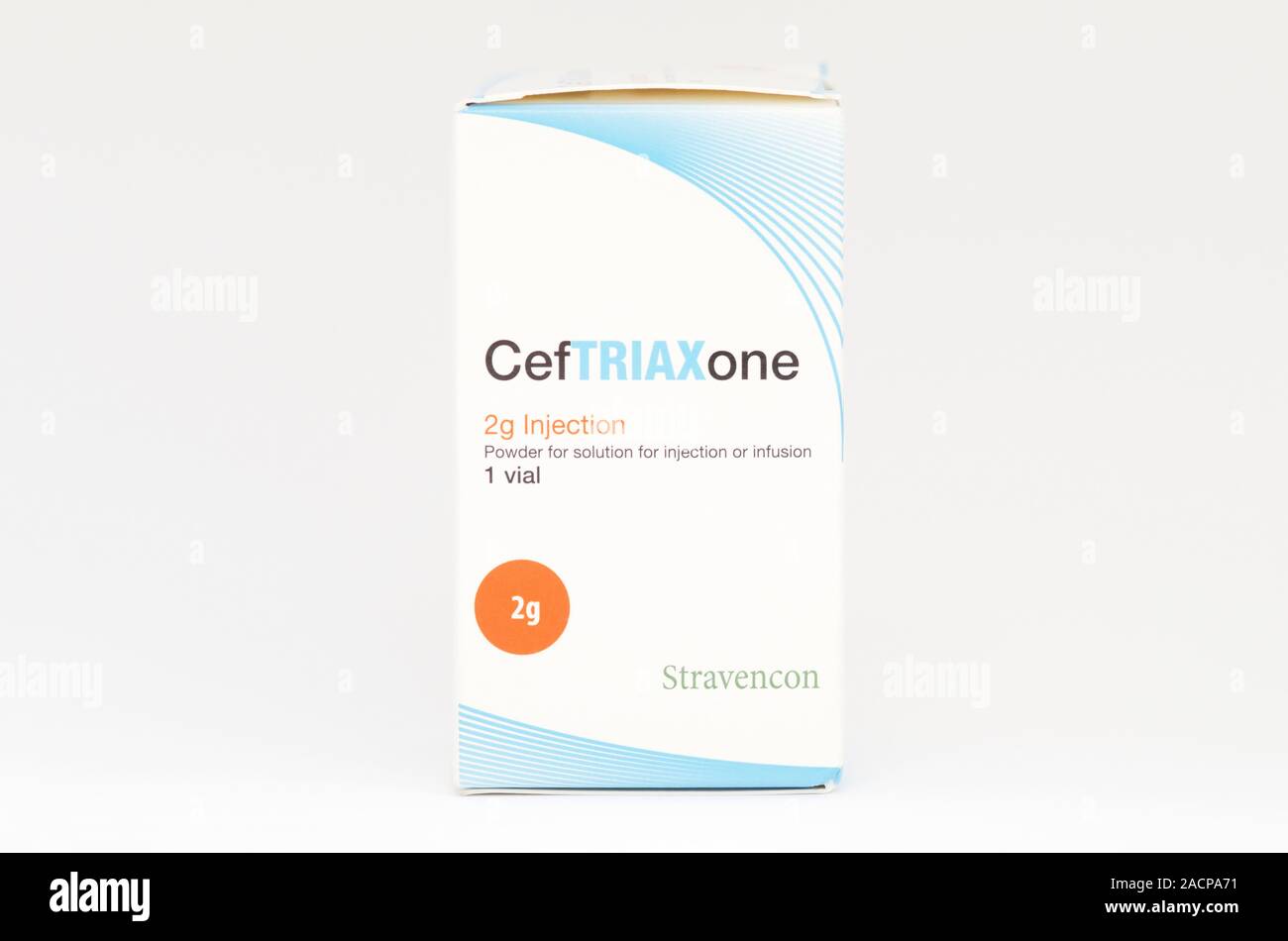 Ceftriaxone antibiotic powder. Box containing ceftriaxone powder for ...