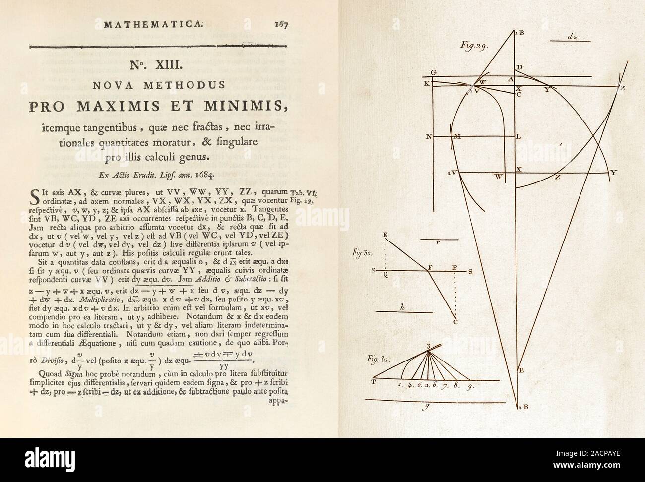 Leibniz's work on calculus. Diagram and text from 'Opera Omnia' the ...