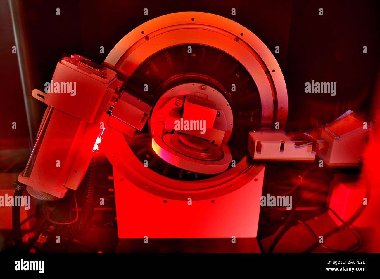 X-ray analysis of construction materials. Goniometer being used for X ...