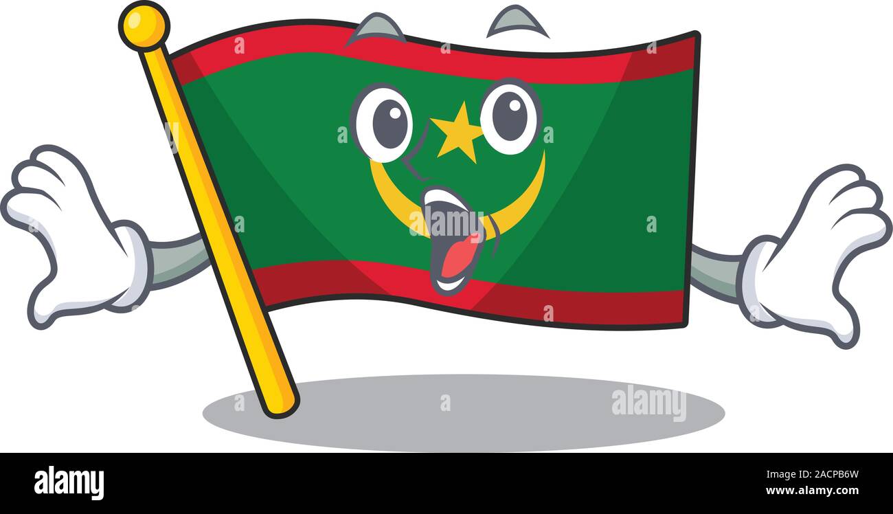 Surprised flag mauritania face gesture on cartoon style Stock Vector ...