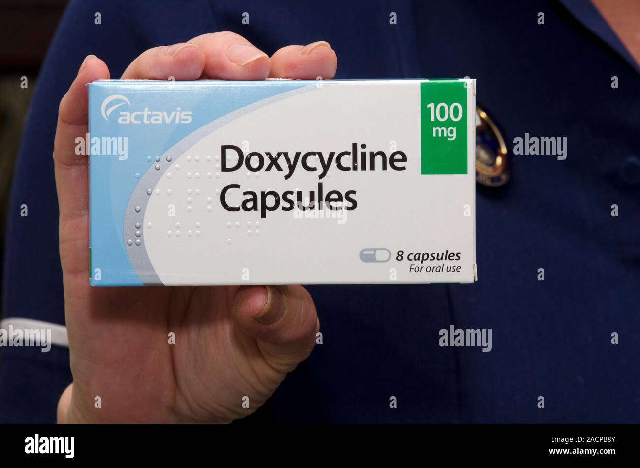 Pack of Doxycycline capsules, a broad-spectrum tetracycline antibiotic ...