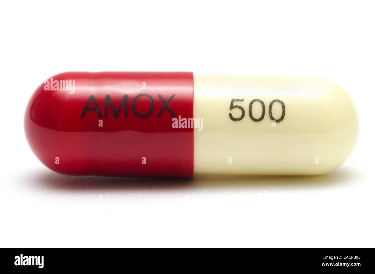Single 500mg Amoxicillin capsule, an antibiotic drug containing ...