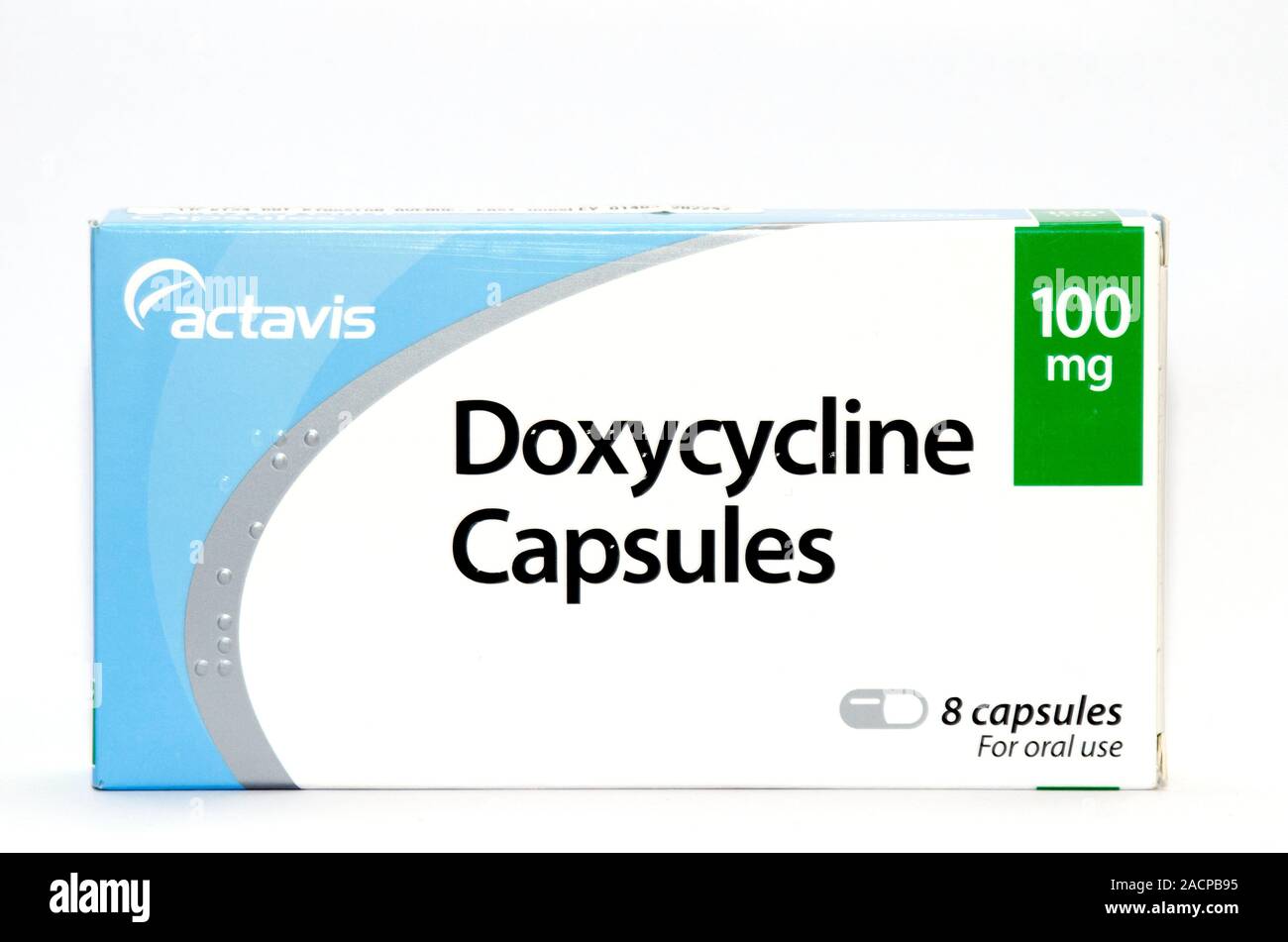 Pack of Doxycycline capsules, a broad-spectrum tetracycline antibiotic ...