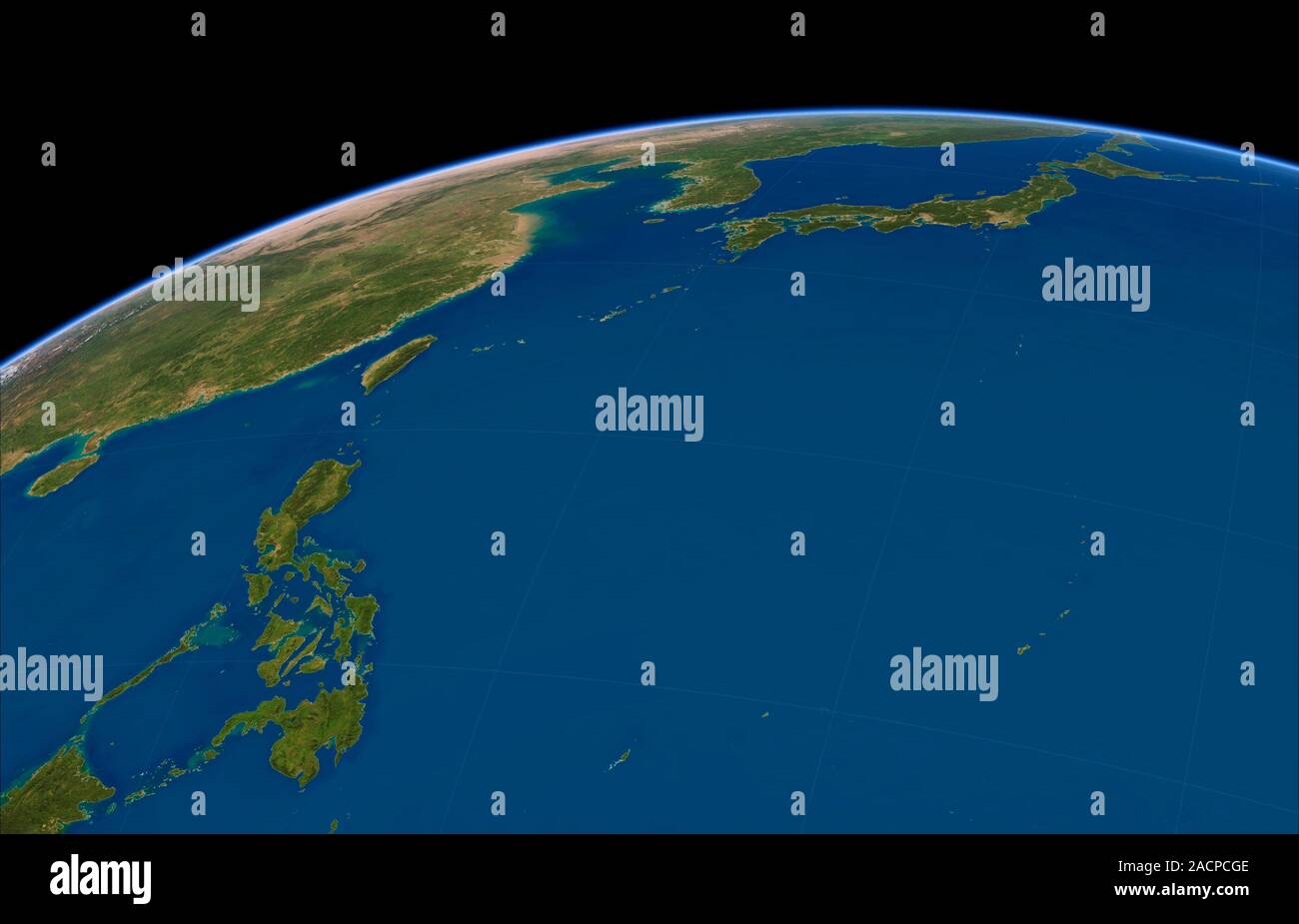 Philippine Sea. Simulated satellite map of the Philippine Sea in ...