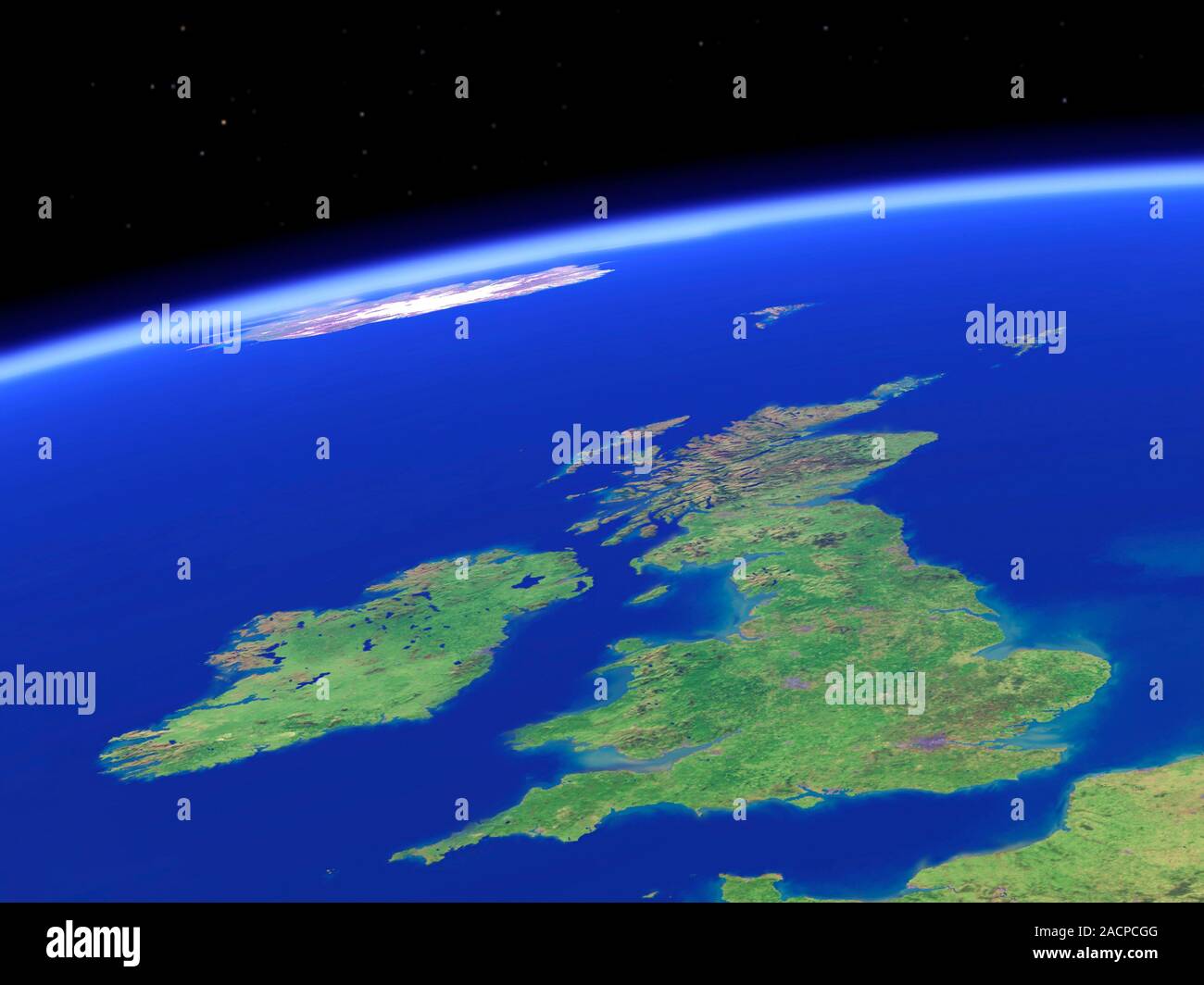 British Isles. Simulated satellite image of the British Isles taken ...