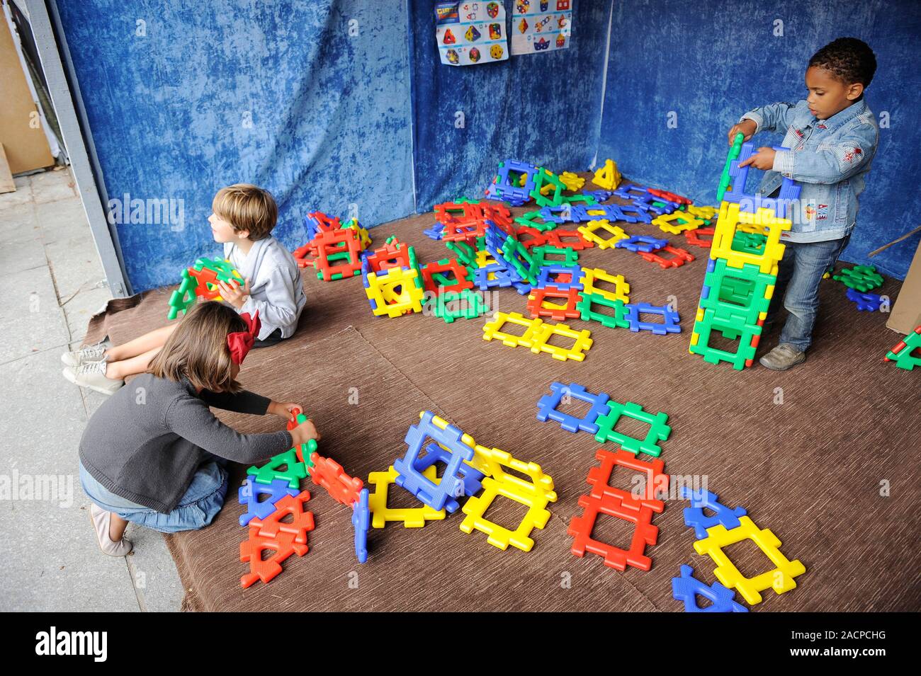Games and culture exhibition. Children playing at the 11th Salon de la ...