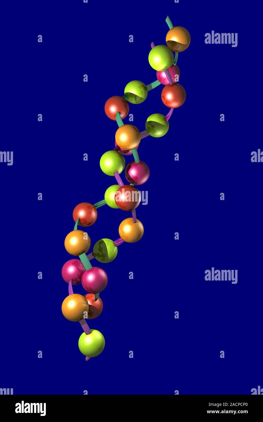 DNA molecule. Computer artwork showing a double stranded DNA ...