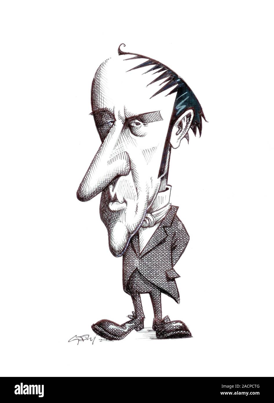 Augustin Cauchy (1789-1857). Caricature of the French mathematician ...