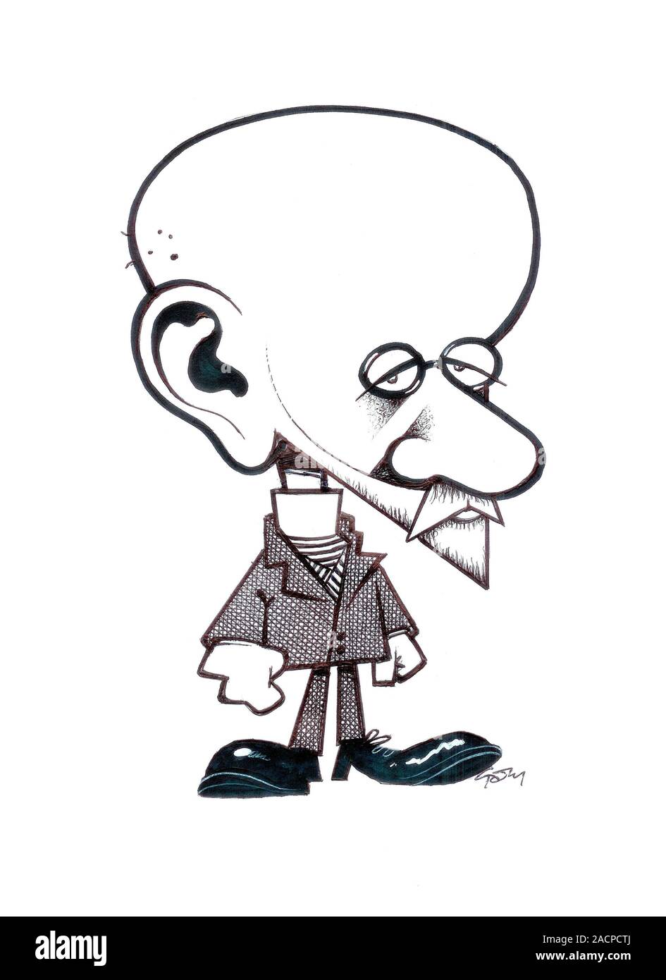 David Hilbert (1862-1943). Caricature of the German mathematician David ...