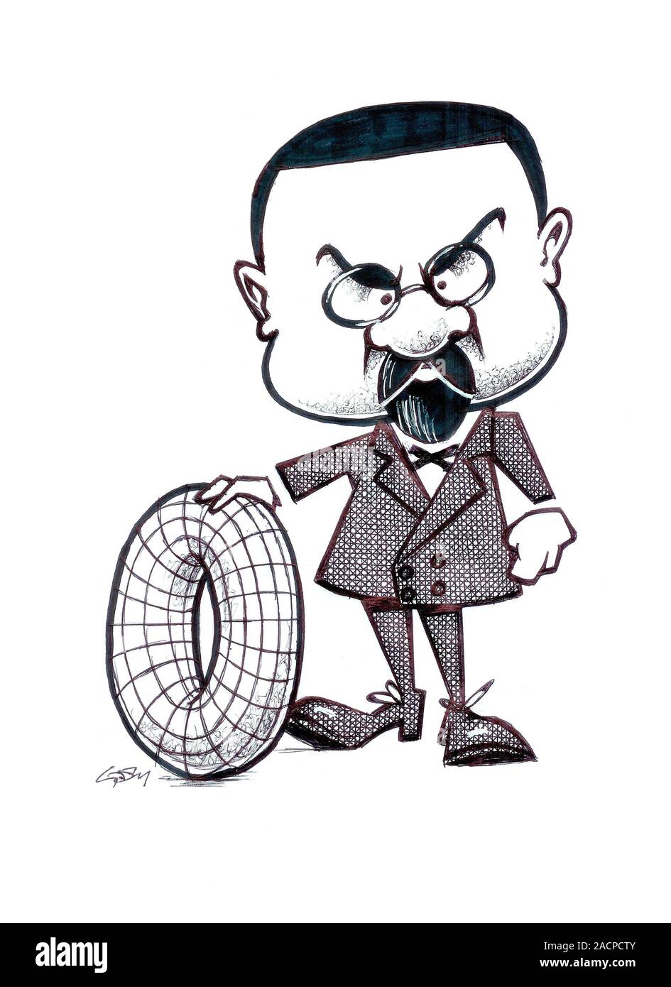 Henri Poincare (1854-1912). Caricature of the French mathematician ...