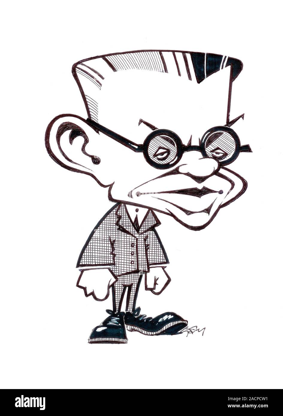 Kurt Godel (1906-1978). Caricature of the Austrian-US logician and ...