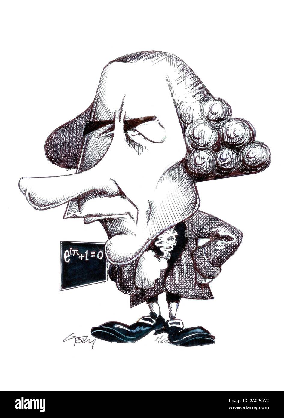 Leonhard Euler (1707-1783). Caricature of the Swiss mathematician and ...