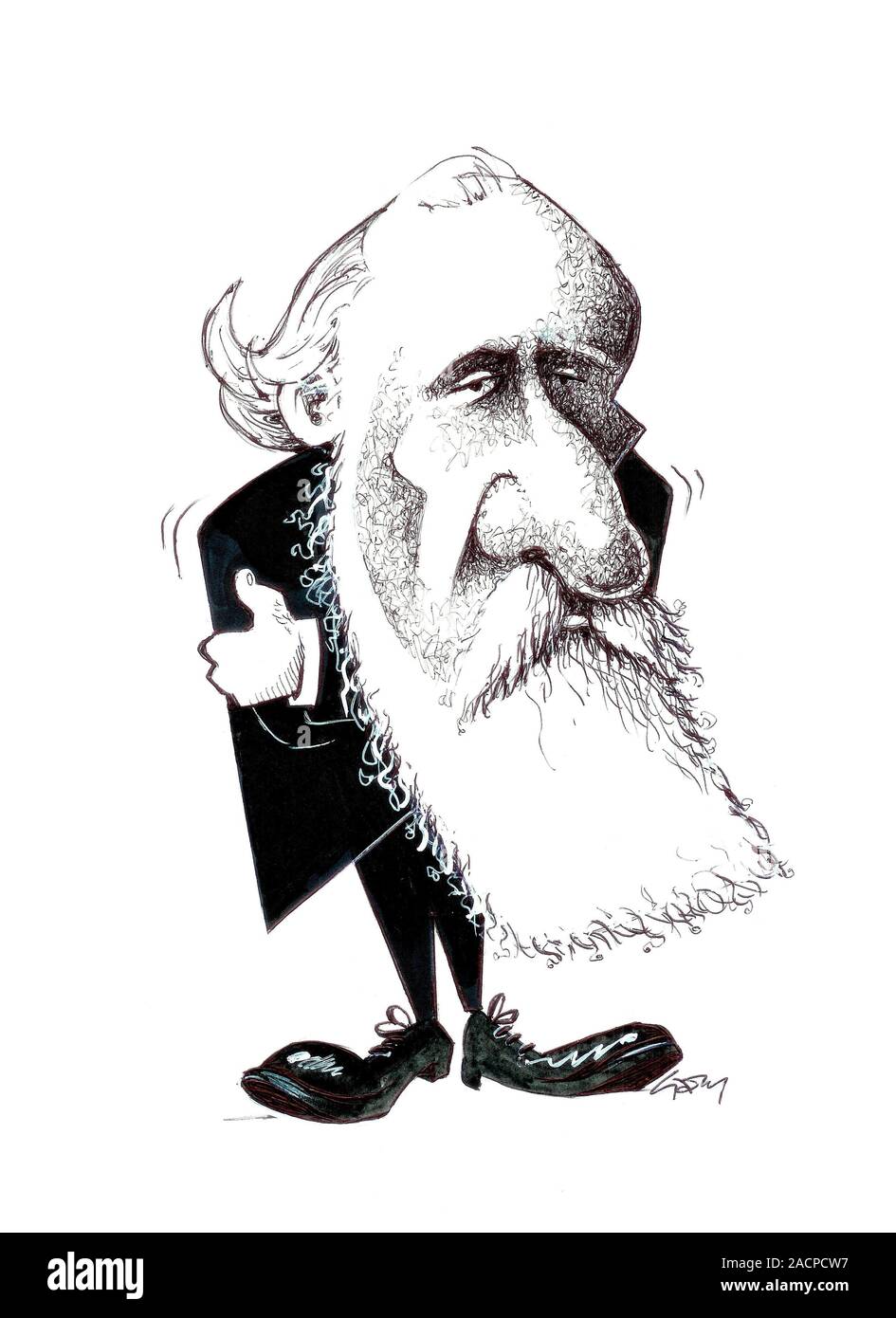 Lord Kelvin (1824-1907). Caricature of the British physicist and ...
