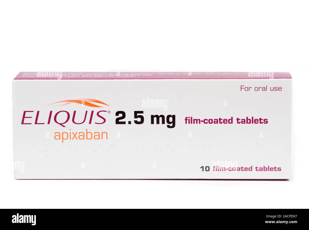 Apixaban anticoagulant drug. Box of the anticoagulant drug apixaban ...