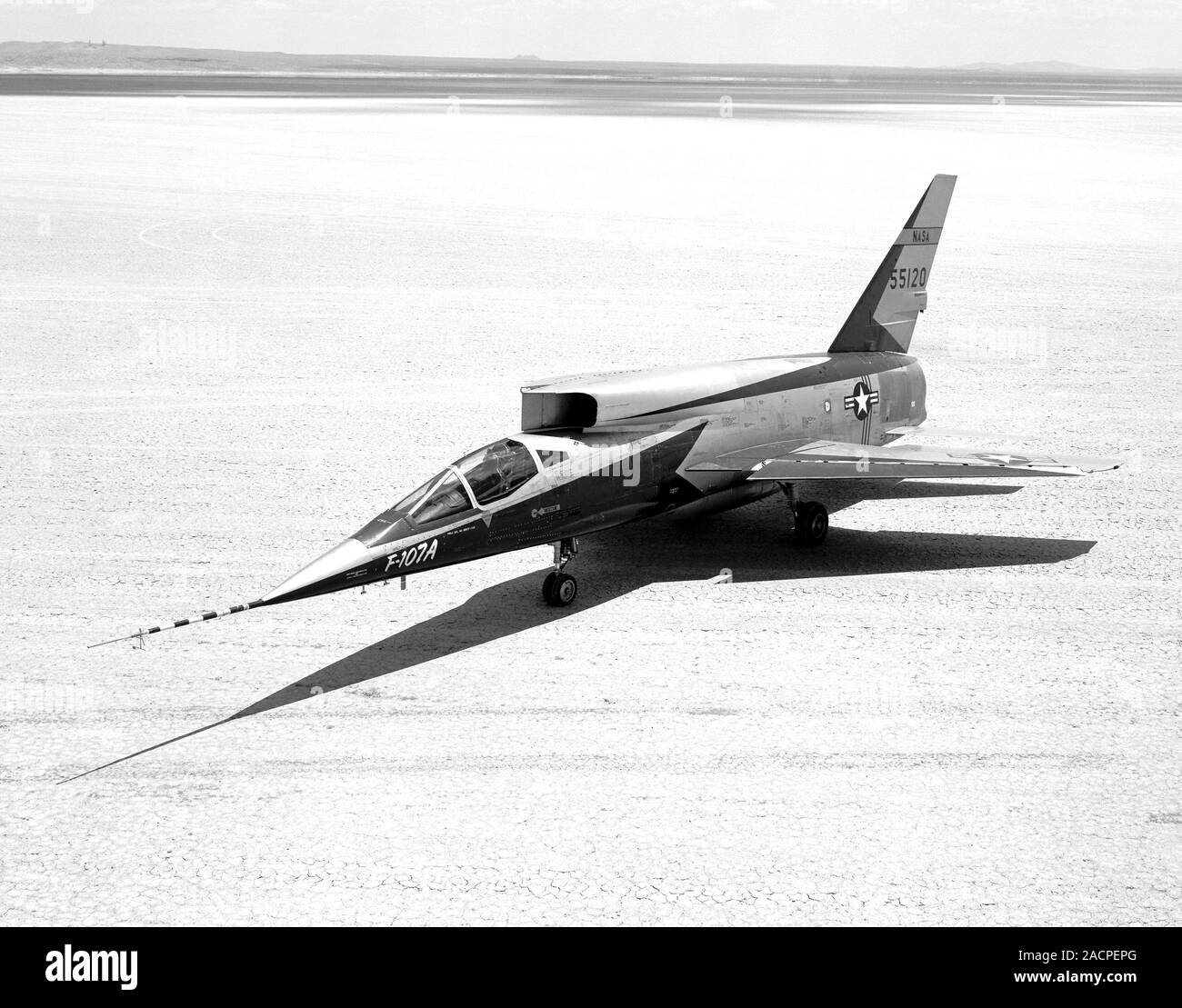 F-107A airplane, on Rogers Dry Lakebed at Edwards Air Force Base ...