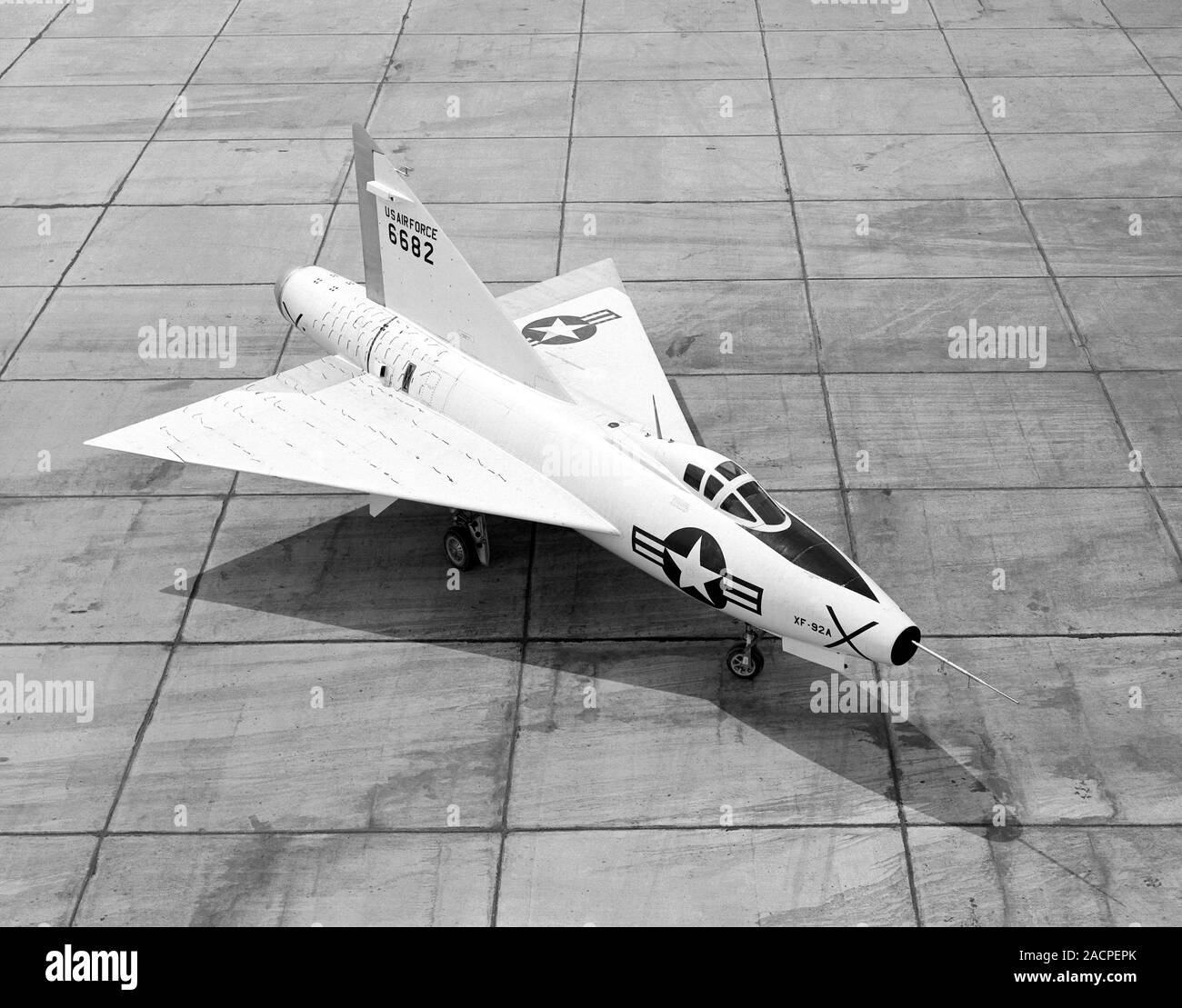 XF-92A delta-wing aircraft, at the South Base of Edwards Air Force Base ...