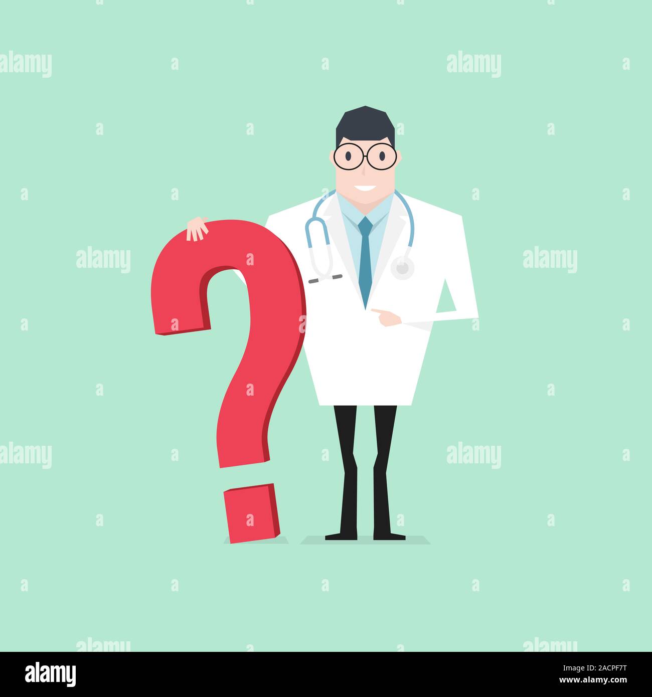 Smiling doctor standing with big question mark Stock Vector Image & Art ...