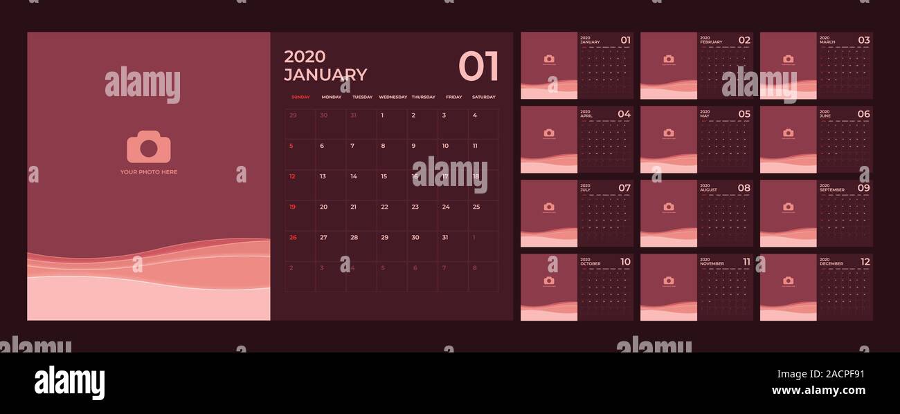Modern Calendar for 2020 template Stock Vector Image & Art - Alamy