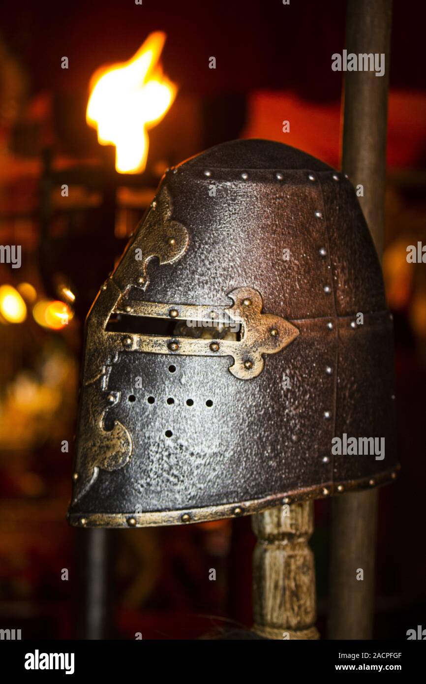 iron medieval helmet Stock Photo - Alamy